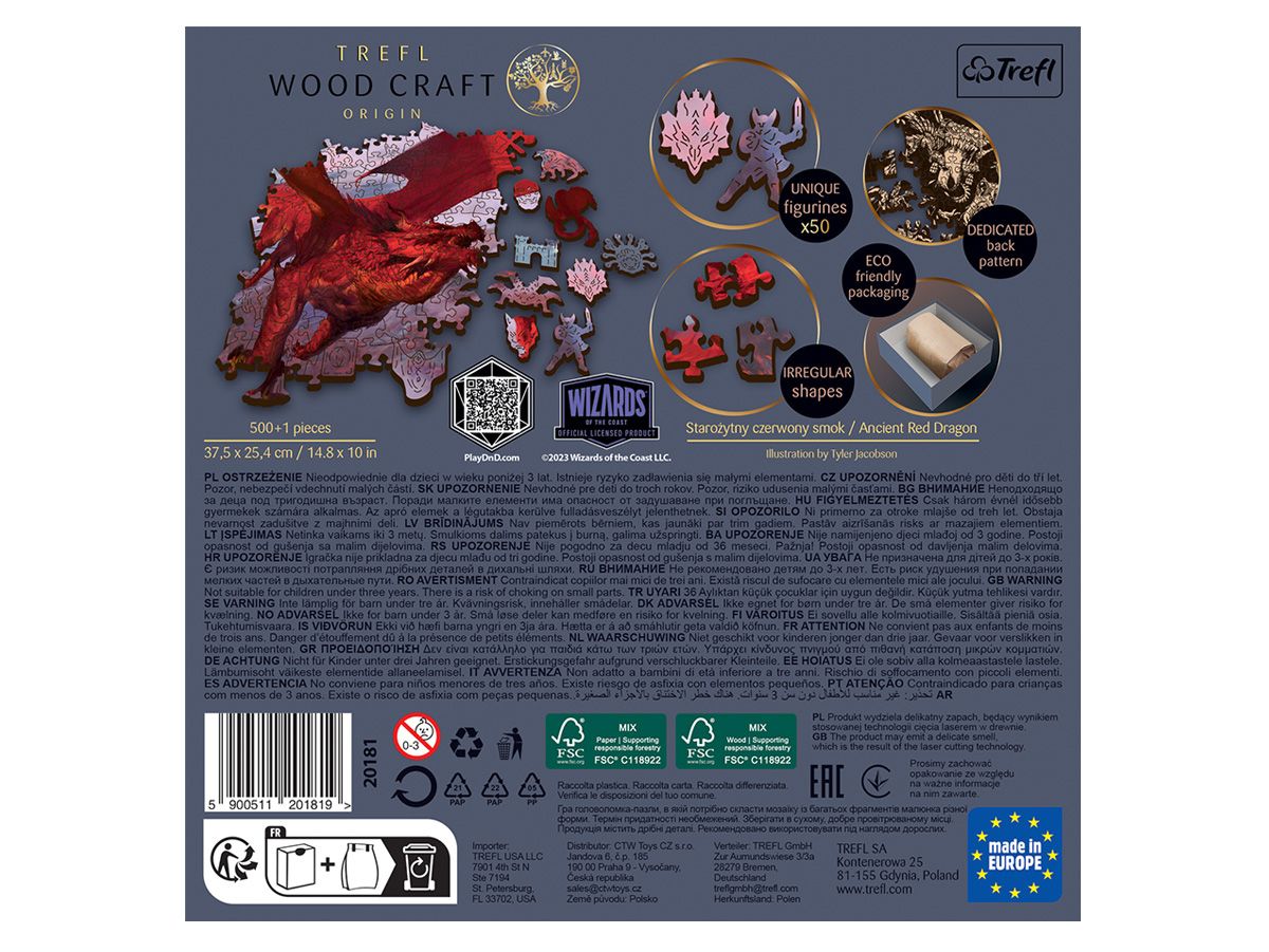 PUZZLE 500 pièces en bois - RED DRAGON (Trefl) - ABIGAMES