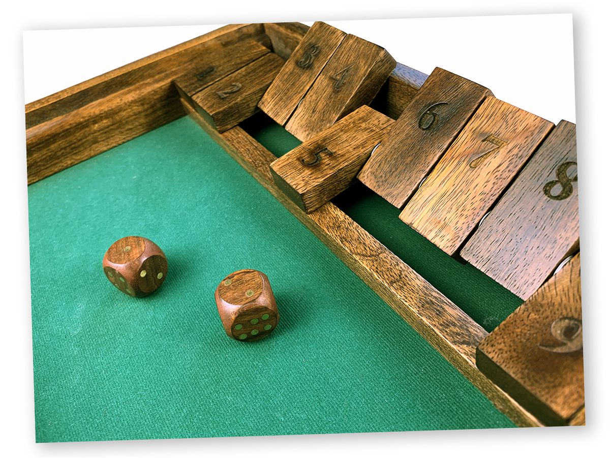 Shut the Box en bois de Shisham - Un jeu intemporel et éducatif - ABIGAMES