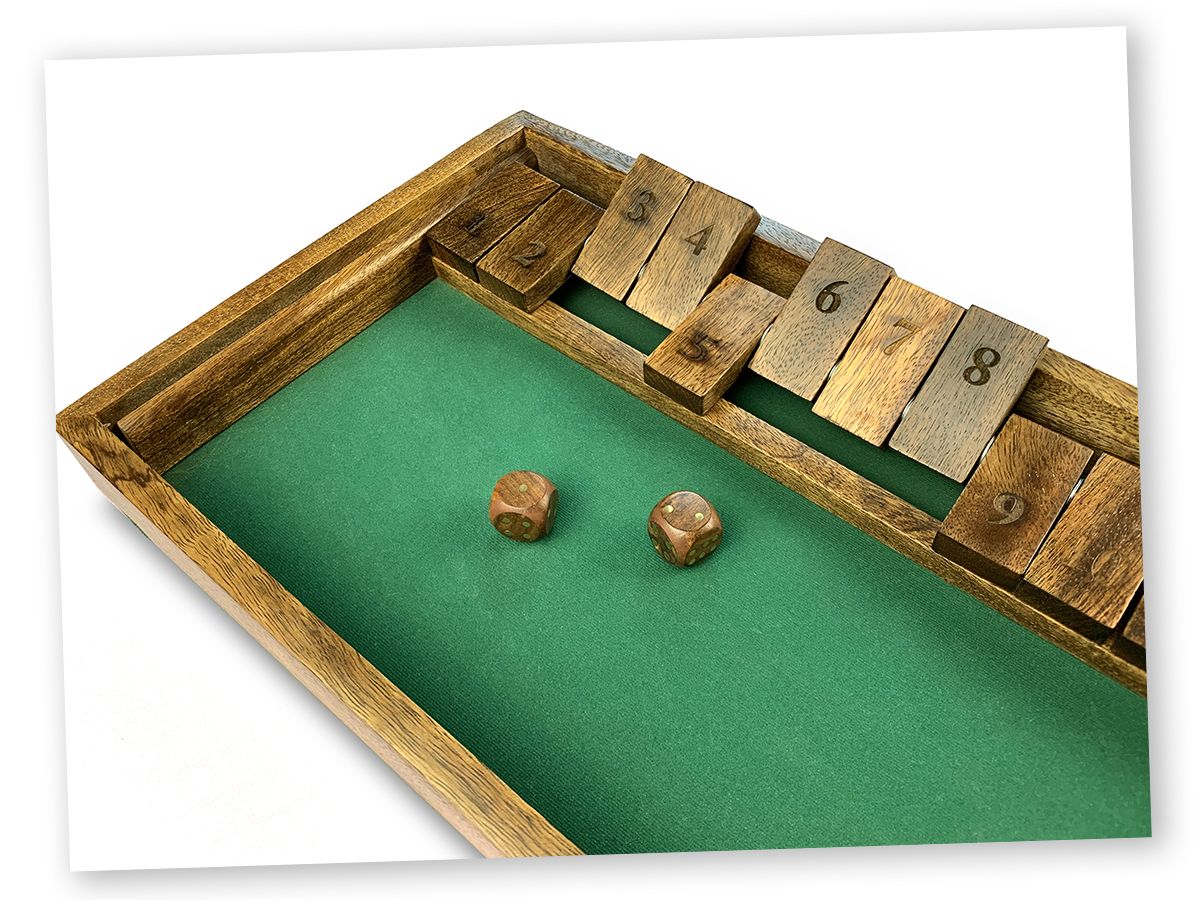 Shut the Box en bois de Shisham - Un jeu intemporel et éducatif - ABIGAMES