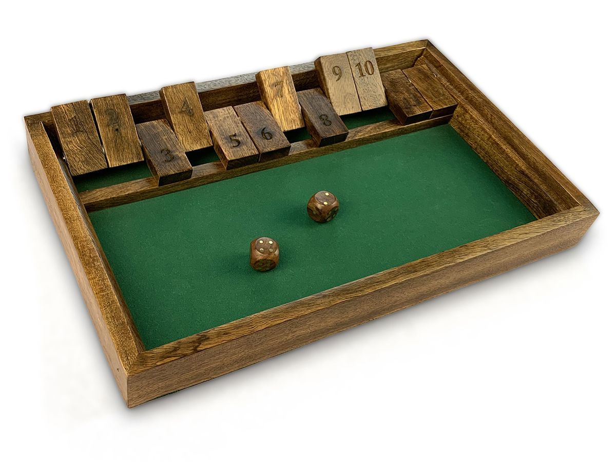 Shut the Box en bois de Shisham - Un jeu intemporel et éducatif - ABIGAMES